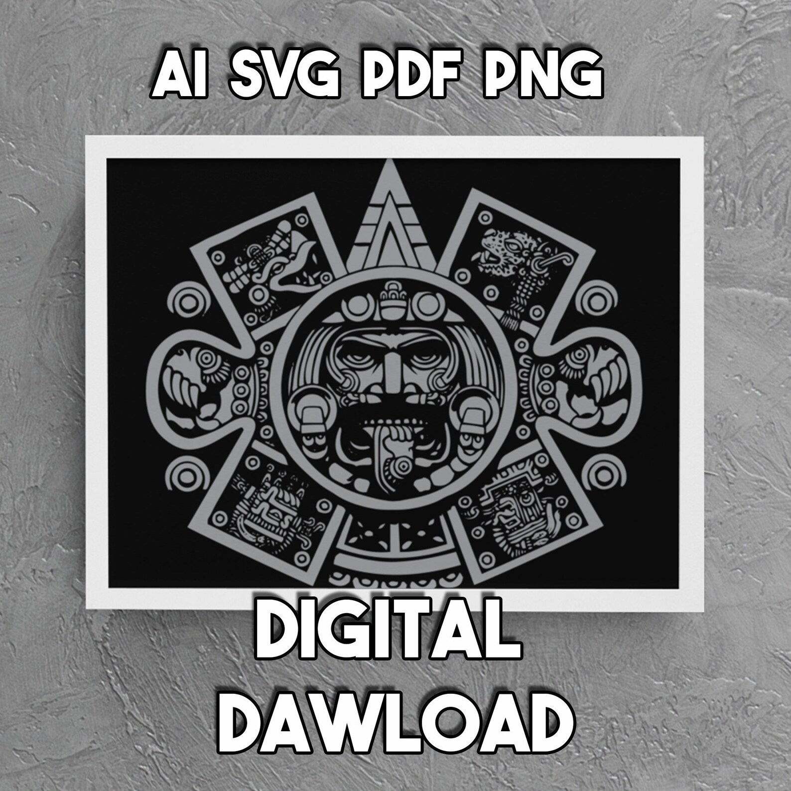 Aztec SVG File, Laser File, High Detail, Aztec Calendar SVG - Etsy