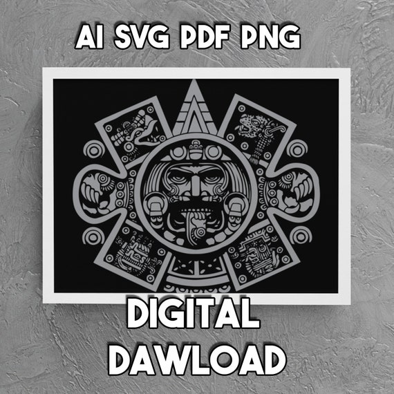 Aztec SVG File Laser File High Detail Aztec Calendar SVG - Etsy