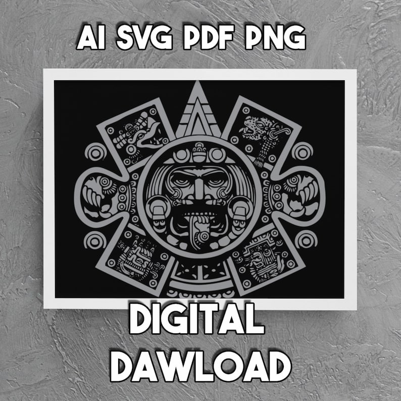 Aztec SVG File Laser File High Detail Aztec Calendar SVG - Etsy