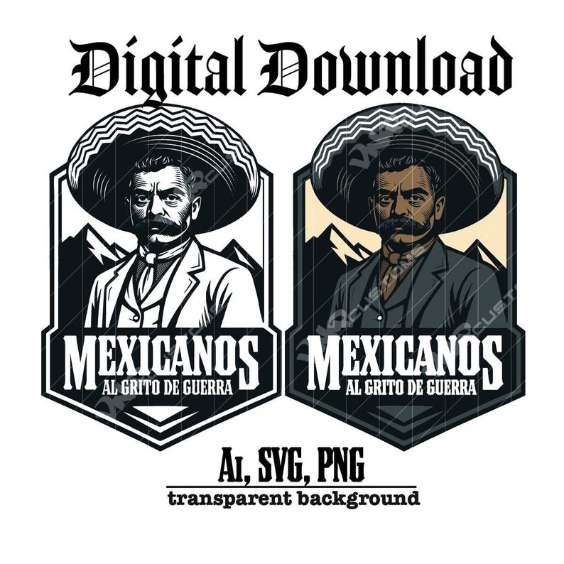 Emiliano Zapata Vector Badge – Mexican Pride Art, 2 Versions (digital ...