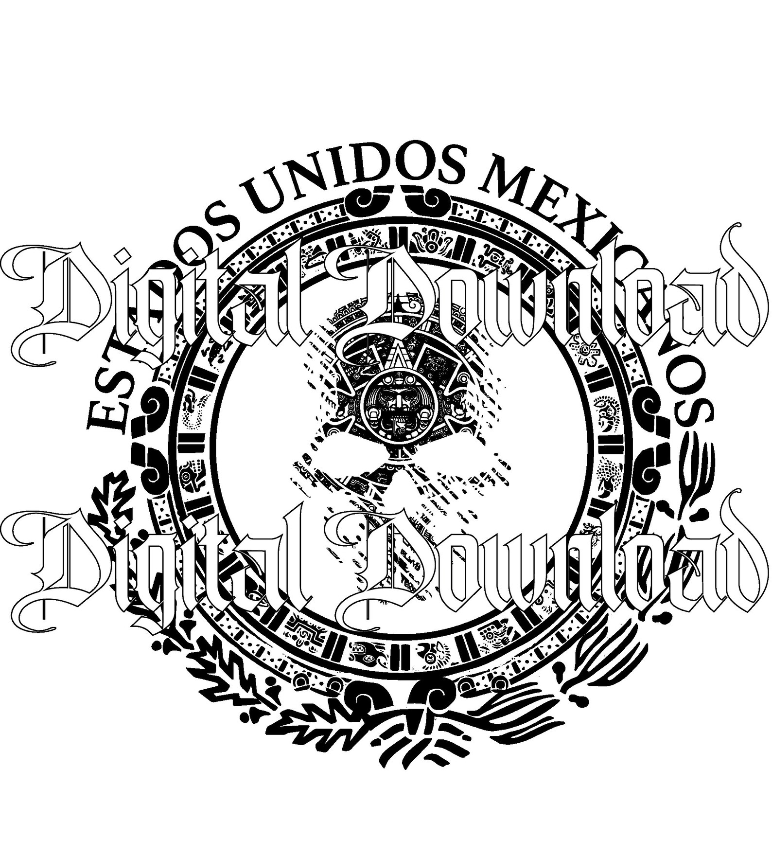 Calavera Azteca Aztec Skull SVG High Detail Aztec SVG - Etsy