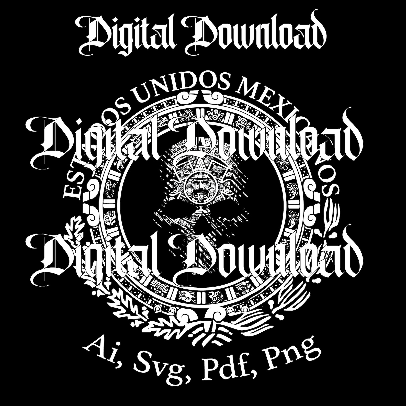 Calavera Azteca Aztec Skull SVG High Detail Aztec SVG - Etsy