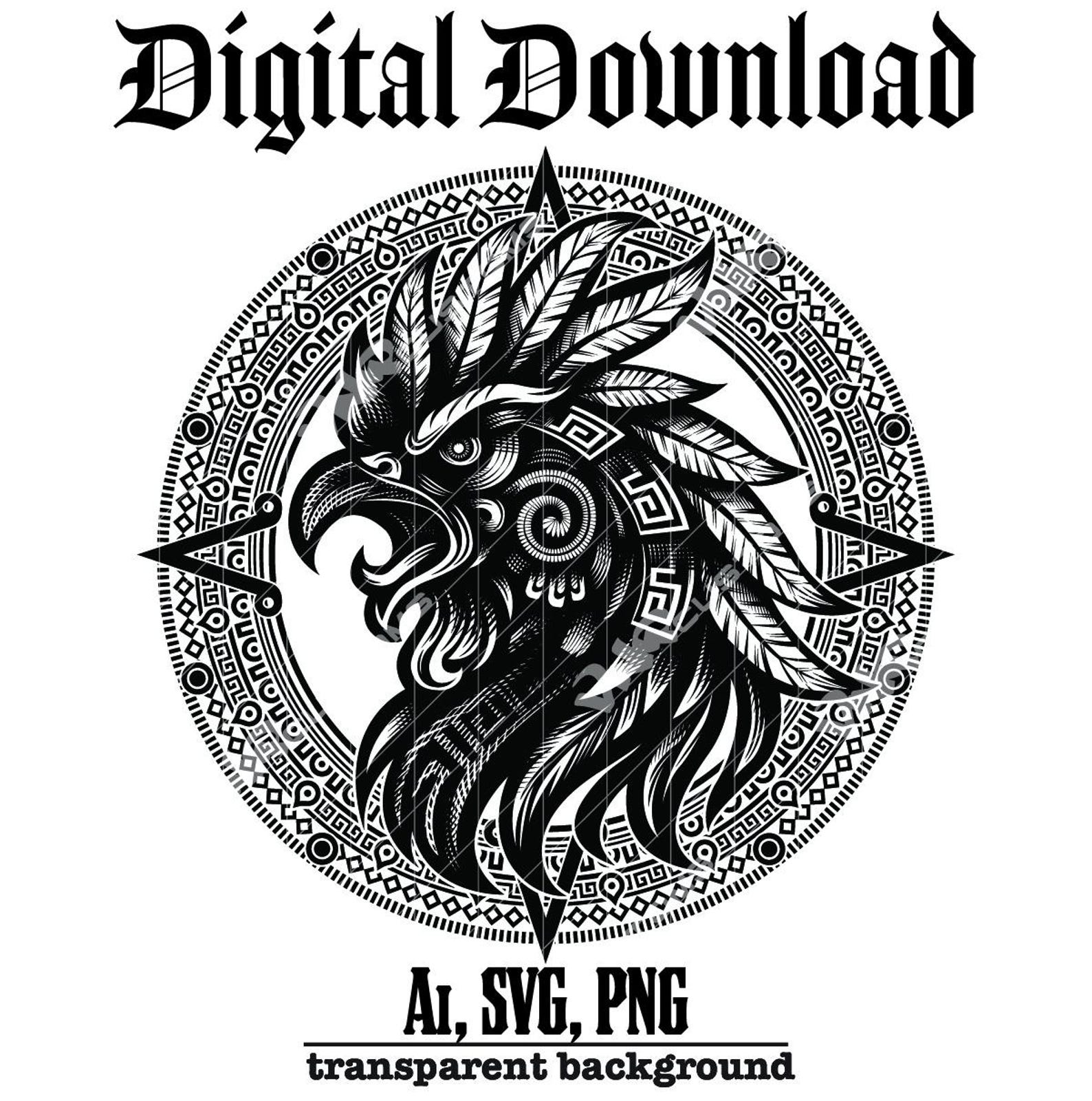 Aztec Rooster Head SVG – Tribal Gallo Art, Laser Cut (digital Download ...
