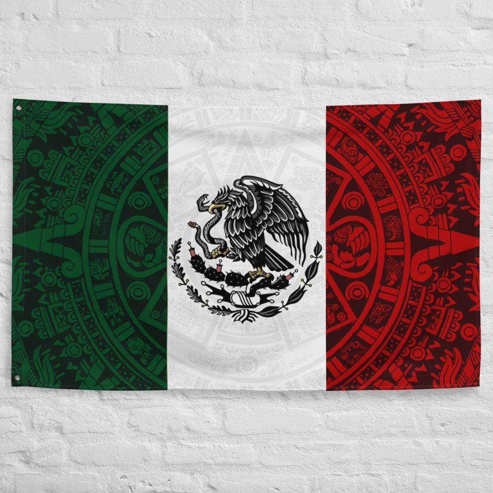 Mexican Flag Banner | Aztec Calendar Art, Latino Pride - Etsy