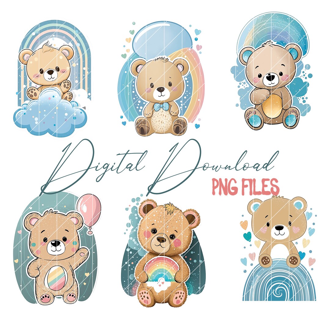 Watercolor Baby Shower Clipart | Kids Clip Art | Baby Bear Sublimation ...