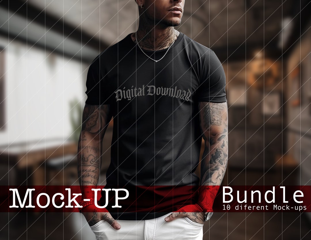 Tattooed Model Mockup Bundle For Men S T Shirts Men Mockups With