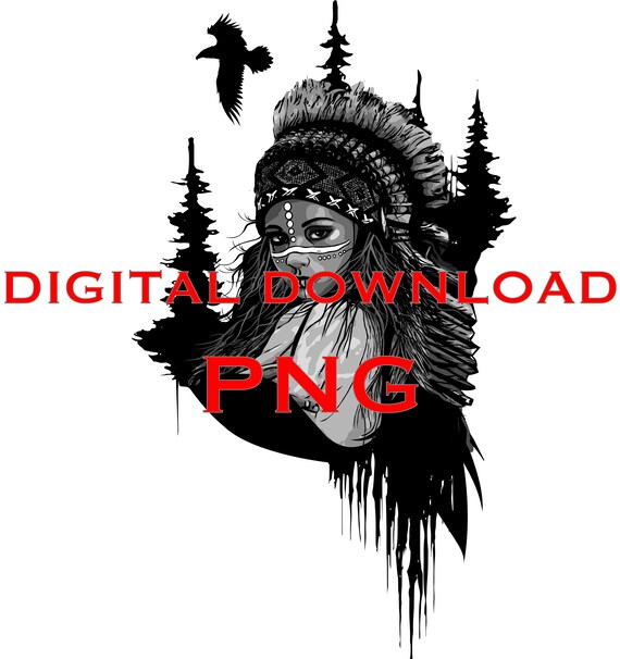 Native American Woman PNG T-shirt Design Art. Ethnic Girl - Etsy