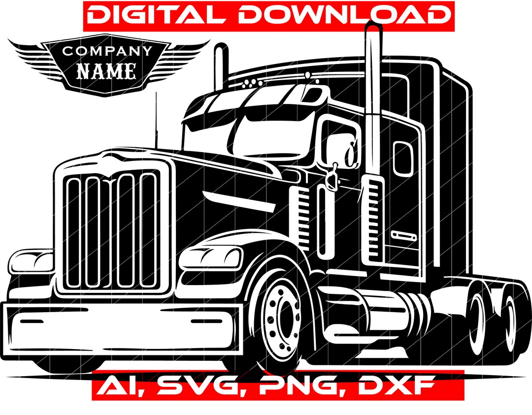 Trucking Designs for Cricut Cutfile, Us Semi Truck Vector, Cut Artwork ...