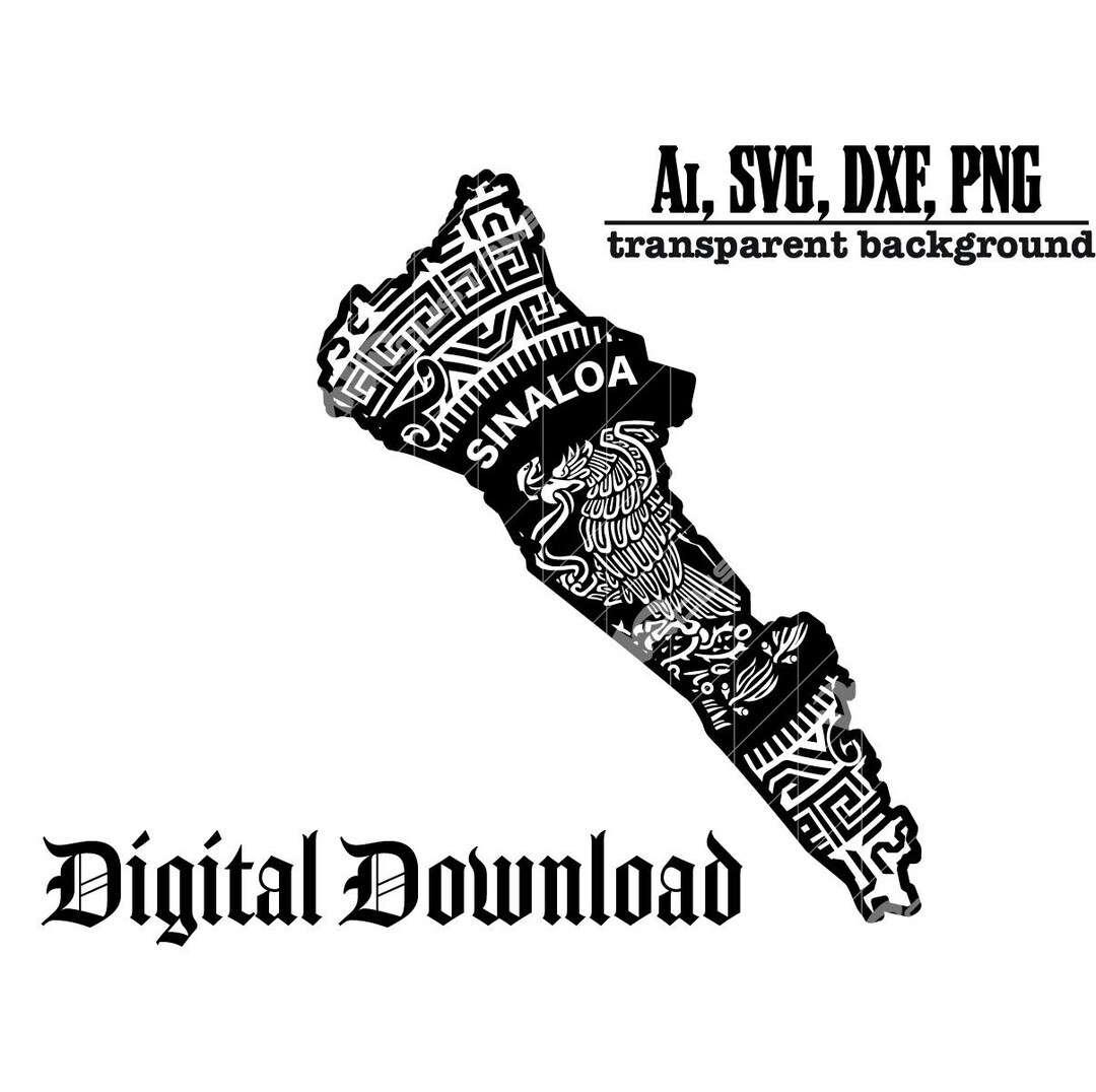 Sinaloa Mexico Map Vector / Tribal Aztec-inspired Digital Design for ...