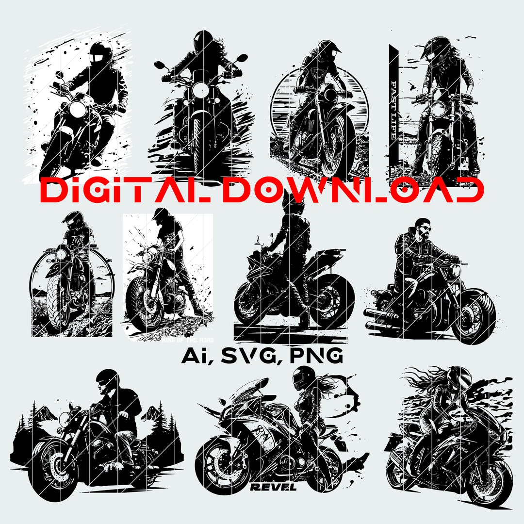 Biker Bundle Svg | Cricut & Silhouette | Dxf | Racing Svg | Car Clipart ...