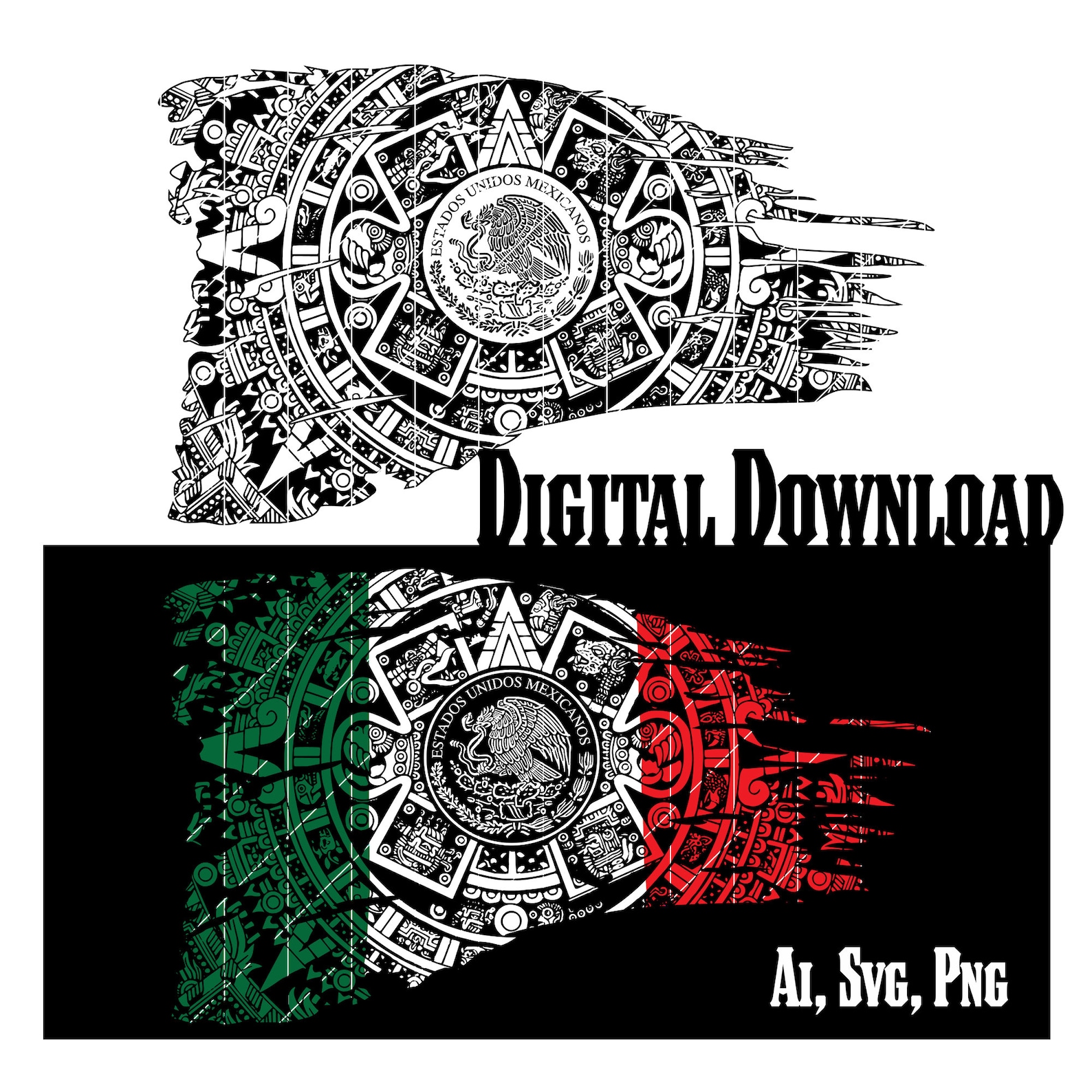 Mexico Svg Mexican Flag SVG File Aztec Calendar SVG Mexican - Etsy