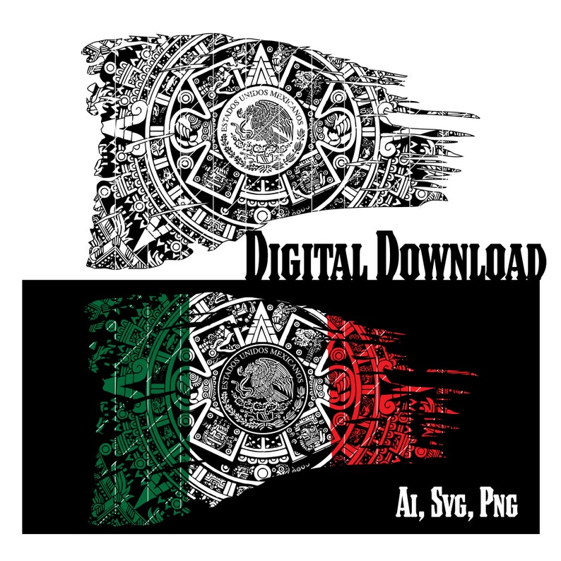 Mexico Svg Mexican Flag SVG File Aztec Calendar SVG Mexican - Etsy