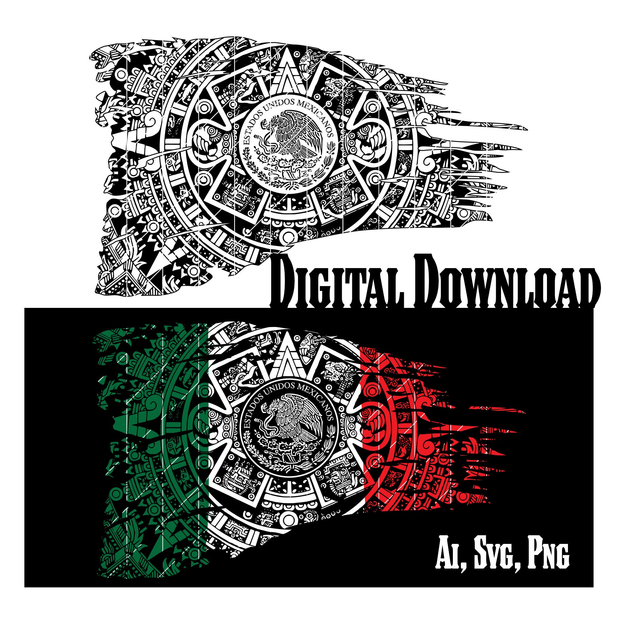 Mexico Svg Mexican Flag SVG File Aztec Calendar SVG Mexican - Etsy ...