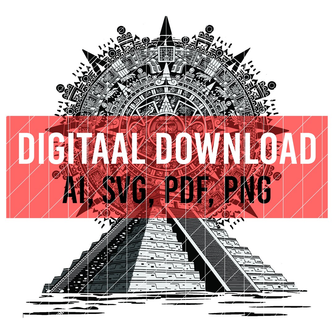 Chichen Itza Pyramid With Aztec Calendar SVG, Laser Engraving File ...