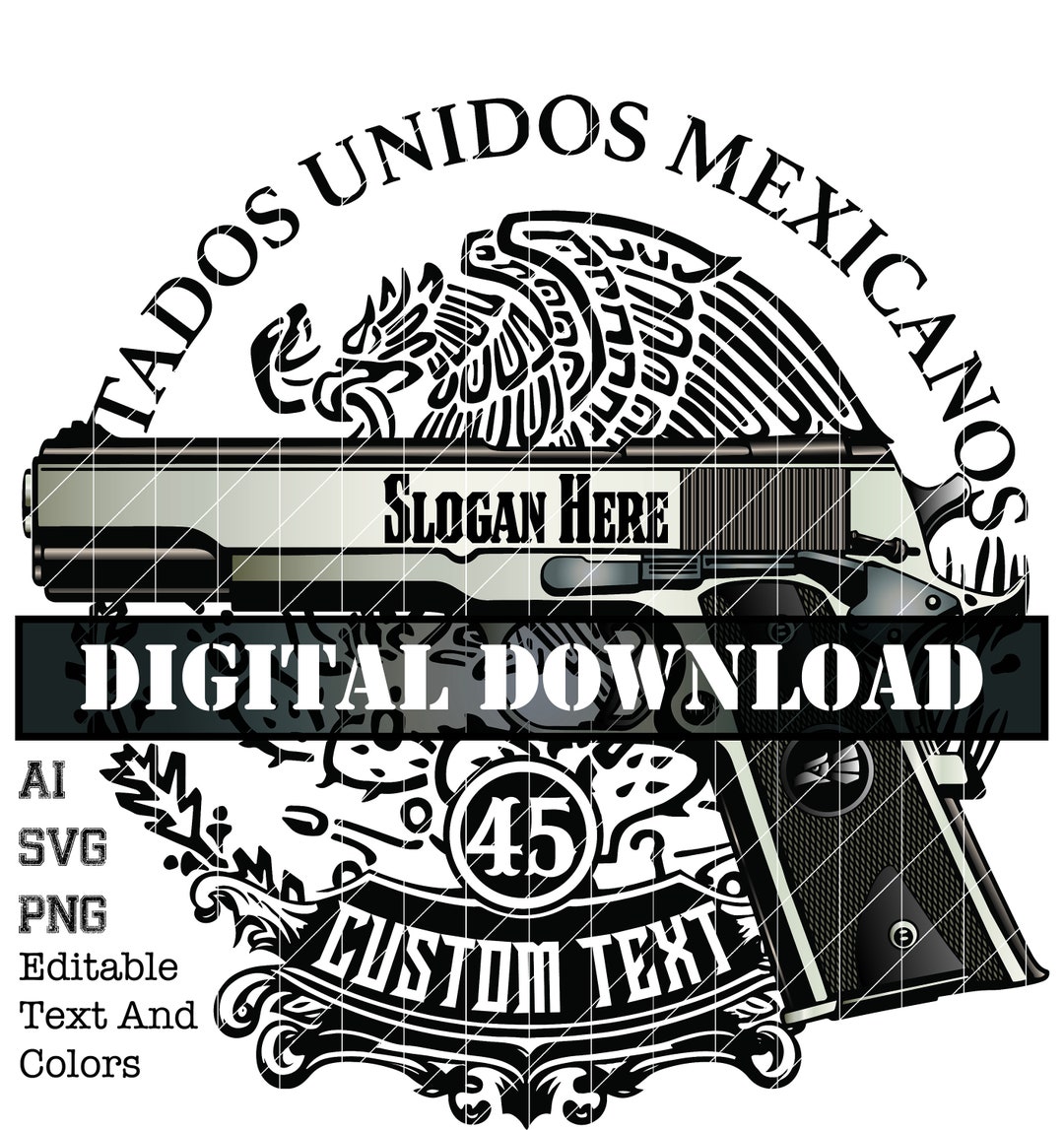 Mexican Colt 1911 Svg File , Aztec Calendar SVG, Mexican Art, Laser ...