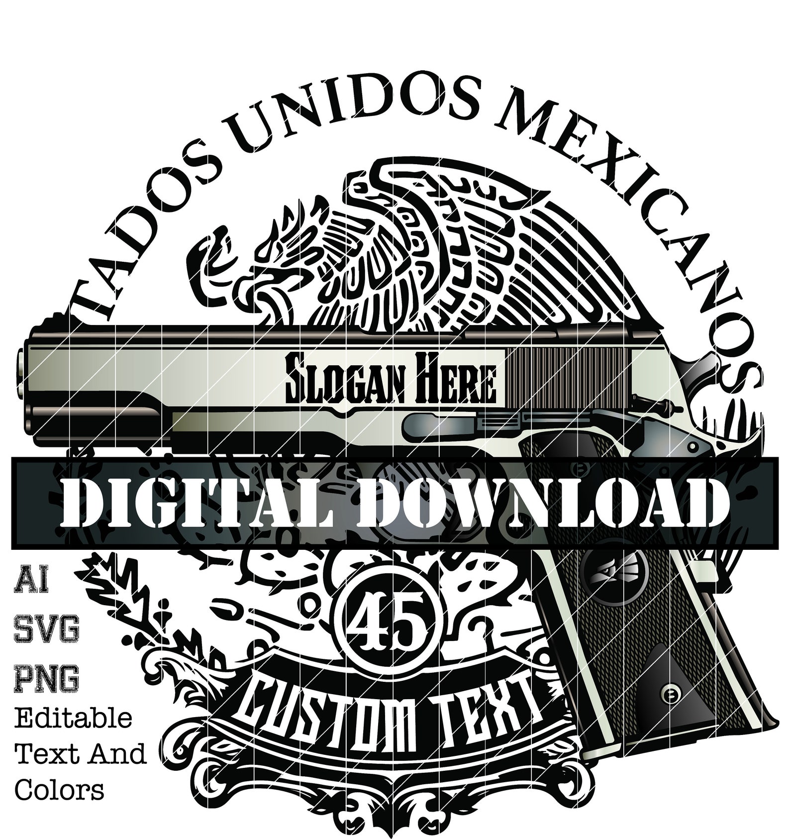 Mexican Colt 1911 Svg File Aztec Calendar SVG Mexican Art - Etsy