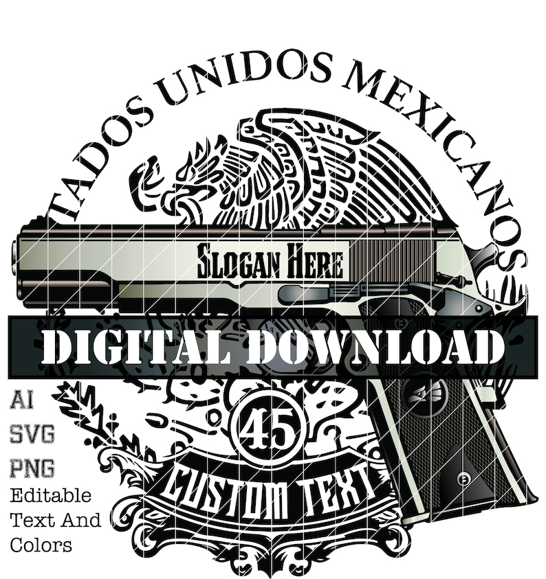 Mexican Colt 1911 Svg File Aztec Calendar SVG Mexican Art - Etsy