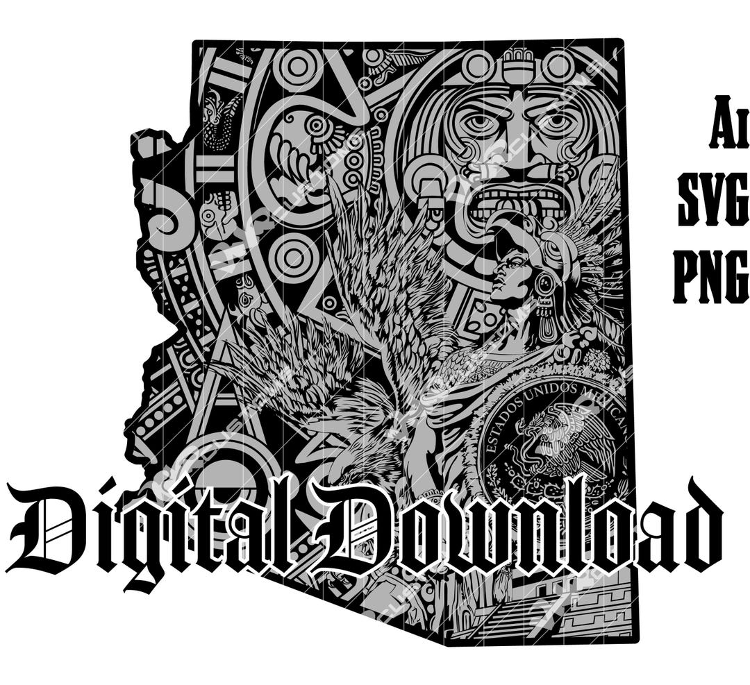 Arizona Aztec Art Map SVG, Laser Engraving File (digital Download) - Etsy