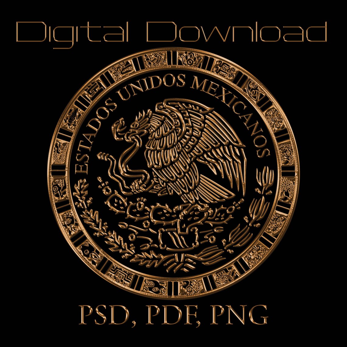Mexican Eagle Gold Design, Sello De Mexico (digital Files) - Etsy