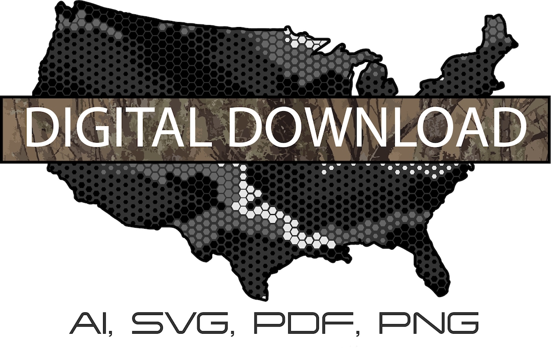 United States Map Download, Hexagon Camouflage Map Svg, USA Map Cricut ...