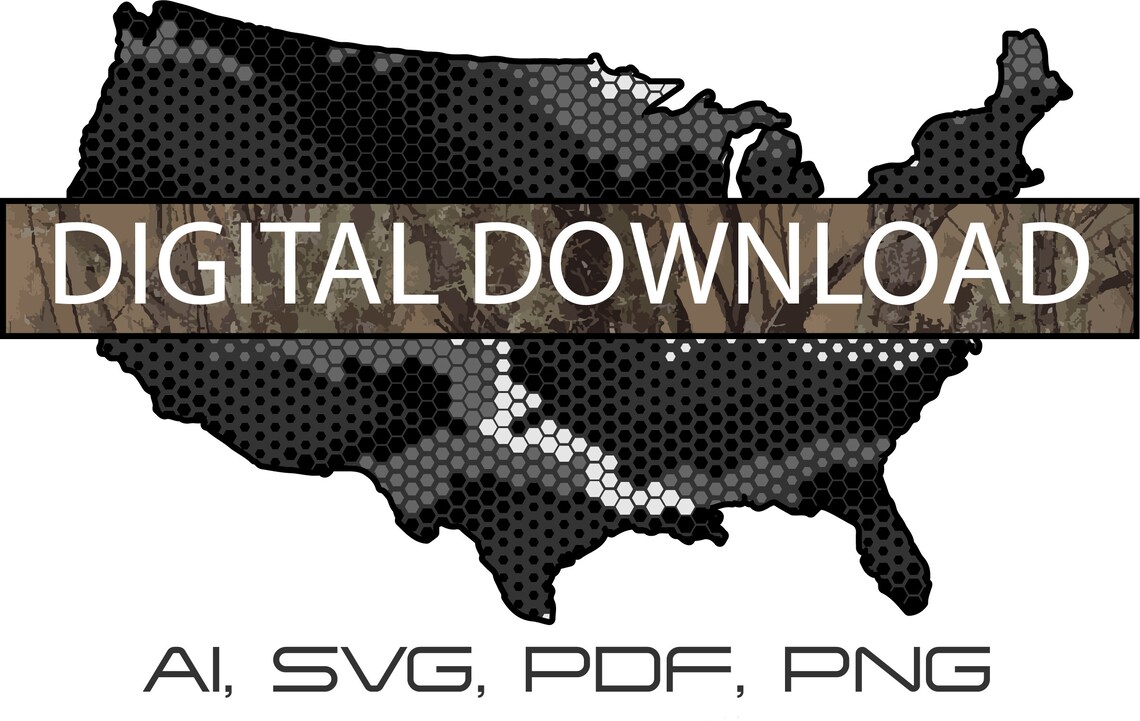 United States Map Download, Hexagon Camouflage Map Svg, USA Map Cricut ...