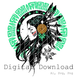 Aztec, Mayan Beauty, Native Inspired SVG, Png, Aztec Calendar SVG ...