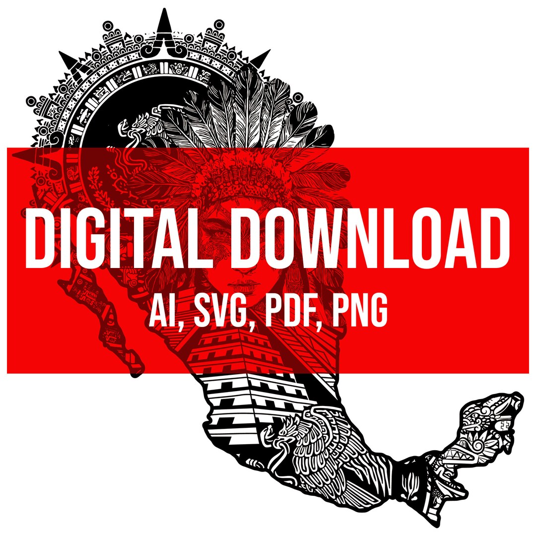 Mexican Aztec Map Version 2 SVG File, High Detail, Aztec Calendar SVG ...