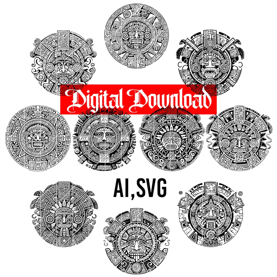 Aztec,mayan Clipart SVG File, Aztec Calendar SVG, Laser Engraving File ...