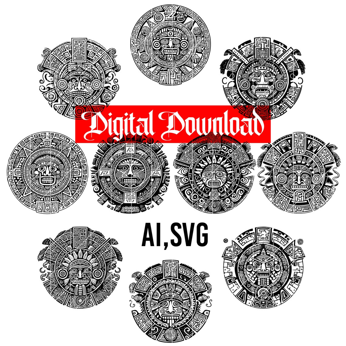 Aztecmayan Clipart SVG File Aztec Calendar SVG Laser - Etsy