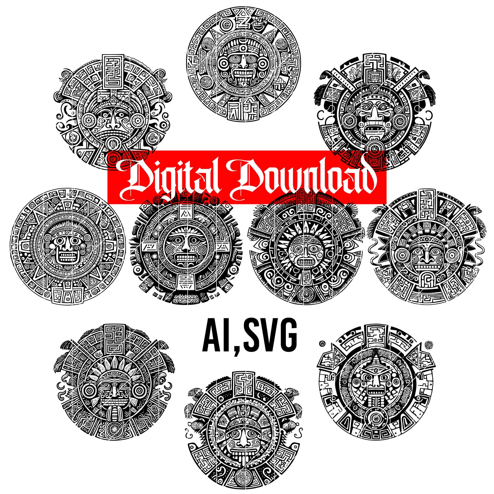 Aztecmayan Clipart SVG File Aztec Calendar SVG Laser - Etsy