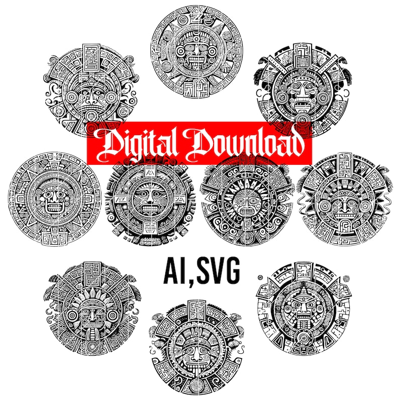 Aztecmayan Clipart SVG File Aztec Calendar SVG Laser - Etsy