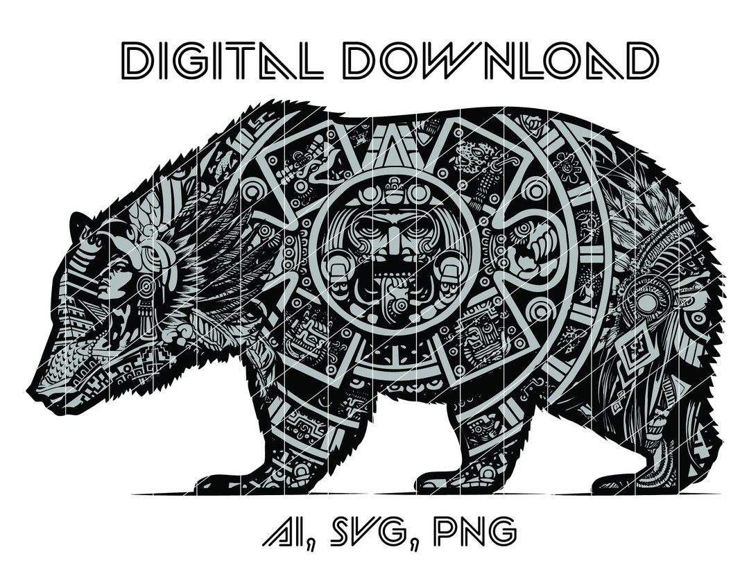 California Bear State Flag, California Aztec Art File, High Detail ...