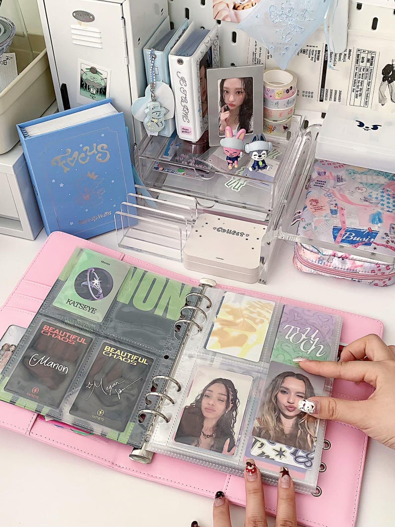 A5 Kpop Photocard Binder, Corset Ribbon Collect Book, PU Leather Photo ...