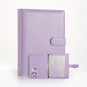 A5 Kpop Photocard Macaron Binder, PU Leather Refillable Pages, 6 Ring ...