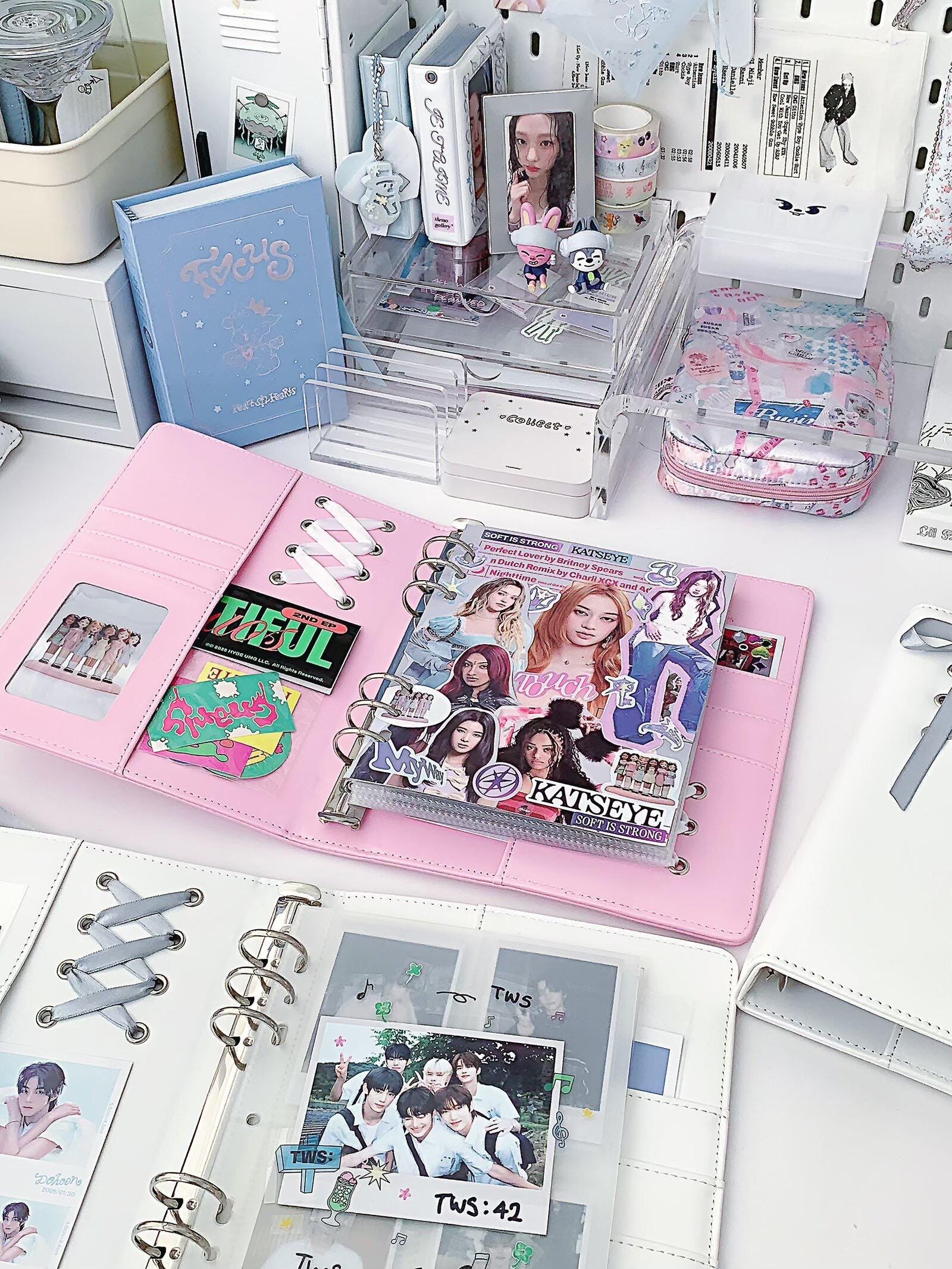 A5 Kpop Photocard Binder, Corset Ribbon Collect Book, PU Leather Photo ...