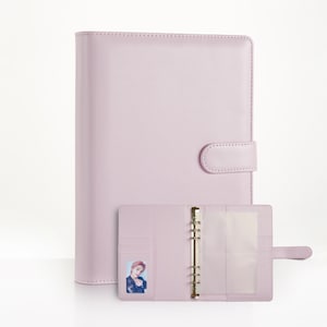A5 Kpop Photocard Macaron Binder, PU Leather Refillable Pages, 6 Ring ...