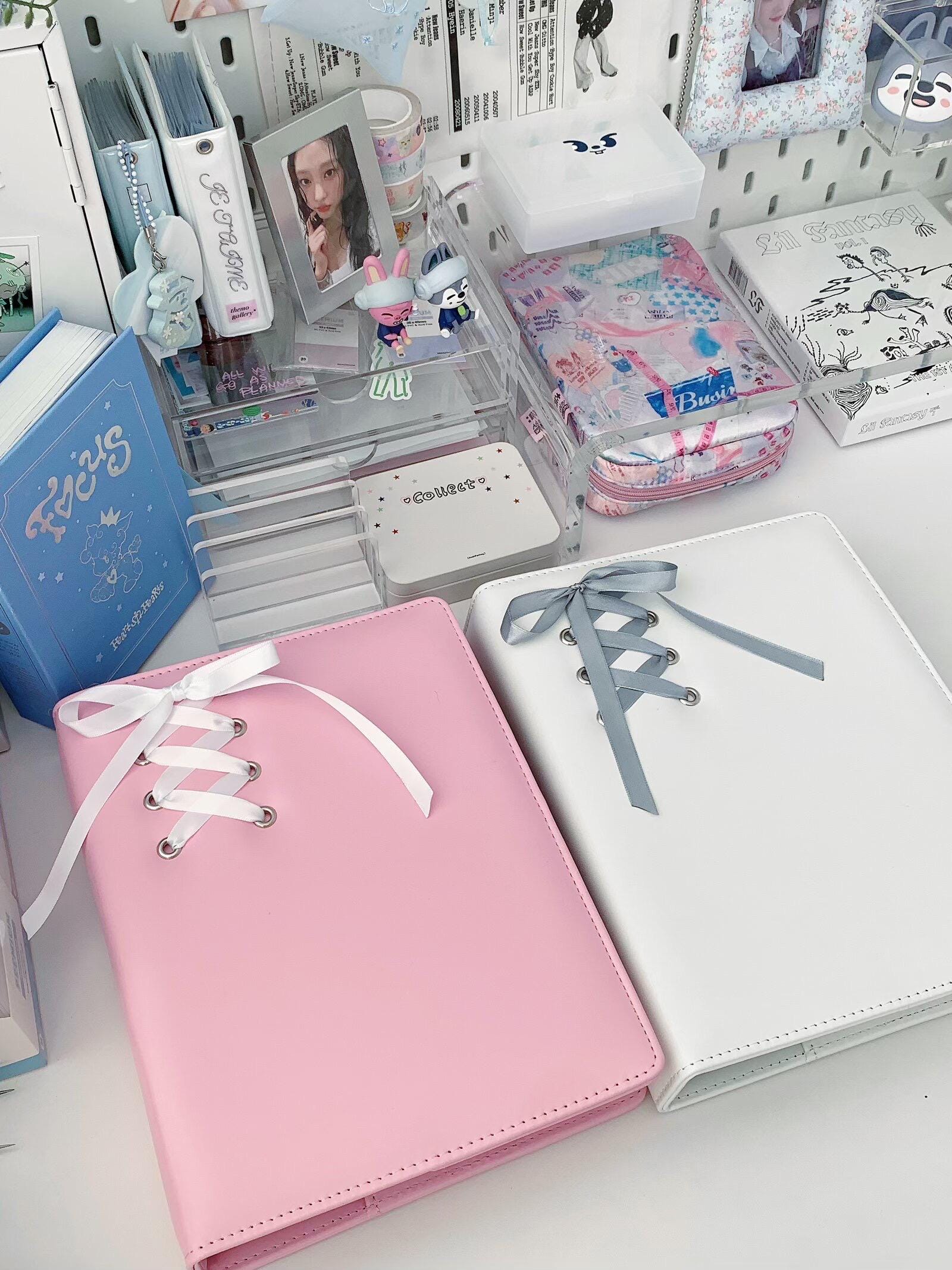 A5 Kpop Photocard Binder, Corset Ribbon Collect Book, PU Leather Photo ...