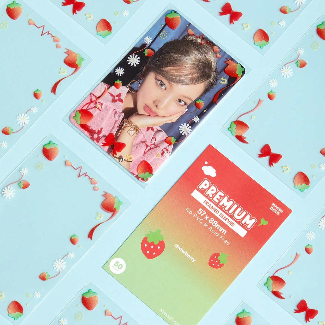 Custom Frame Strawberry Design Photocard Card Sleeve 50 Pack | Hard ...