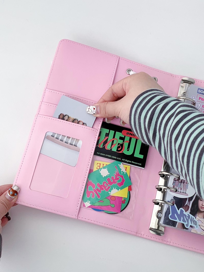 A5 Kpop Photocard Binder, Corset Ribbon Collect Book, PU Leather Photo ...