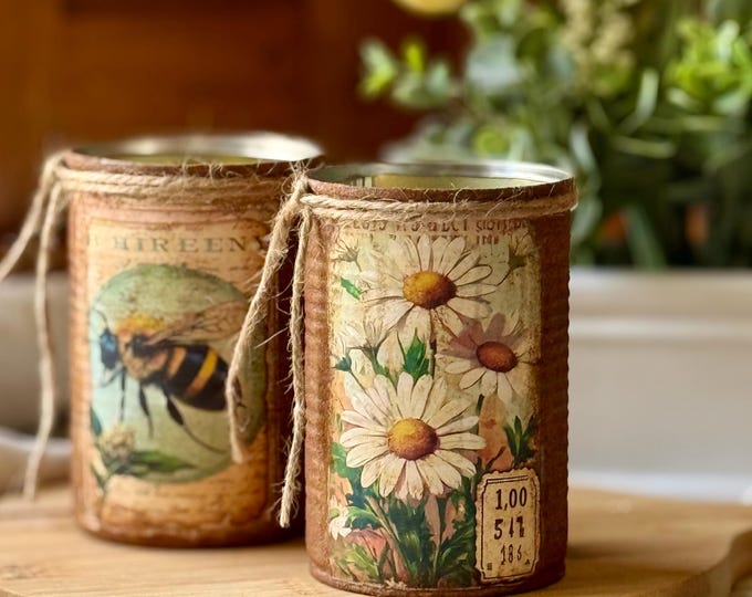 Primitive-farmhouse Grungy Can- Rusty Can- Set of Two - Etsy