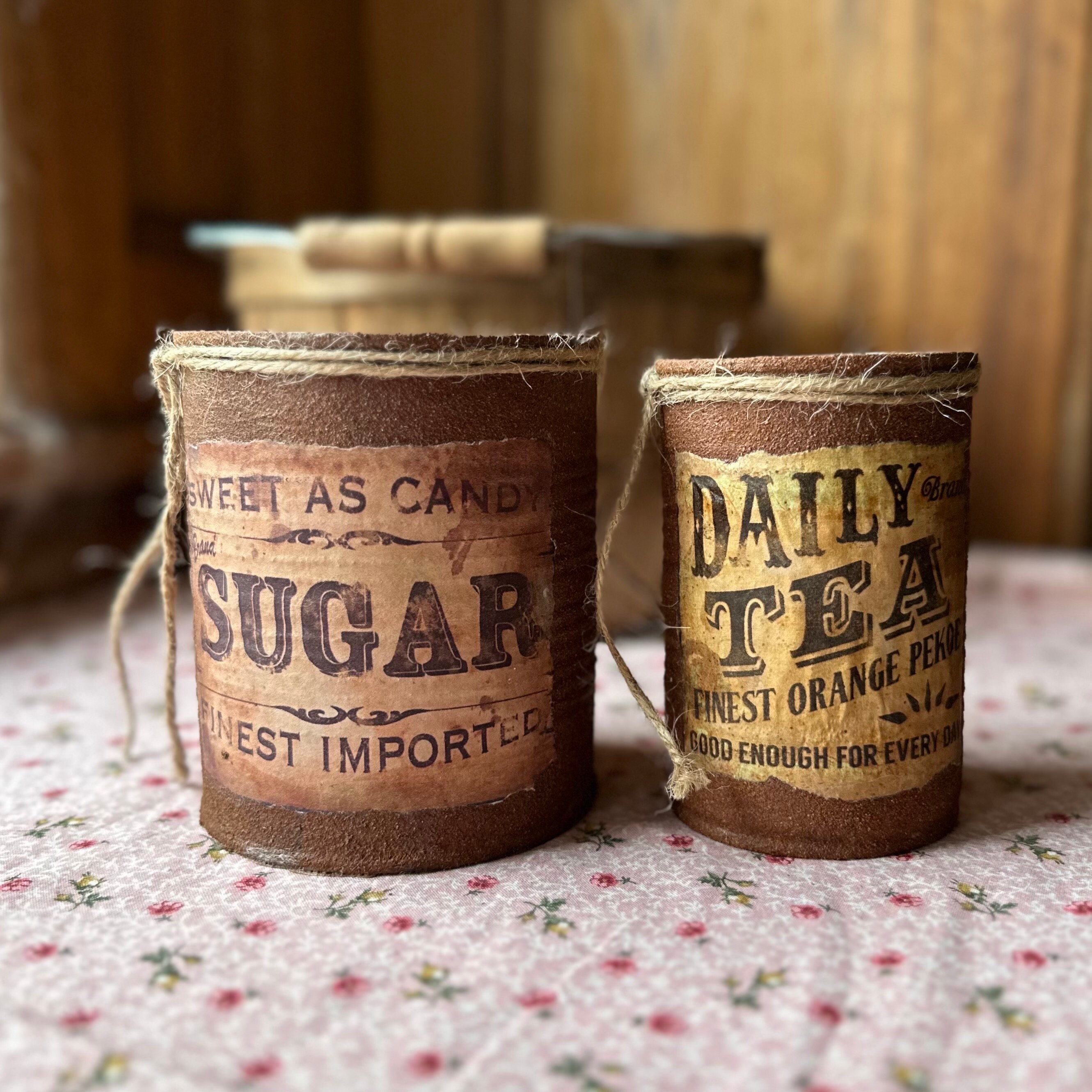 Set of Two Primitive Grungy Tin Cans With Farmhouse Pantry Label. - Etsy