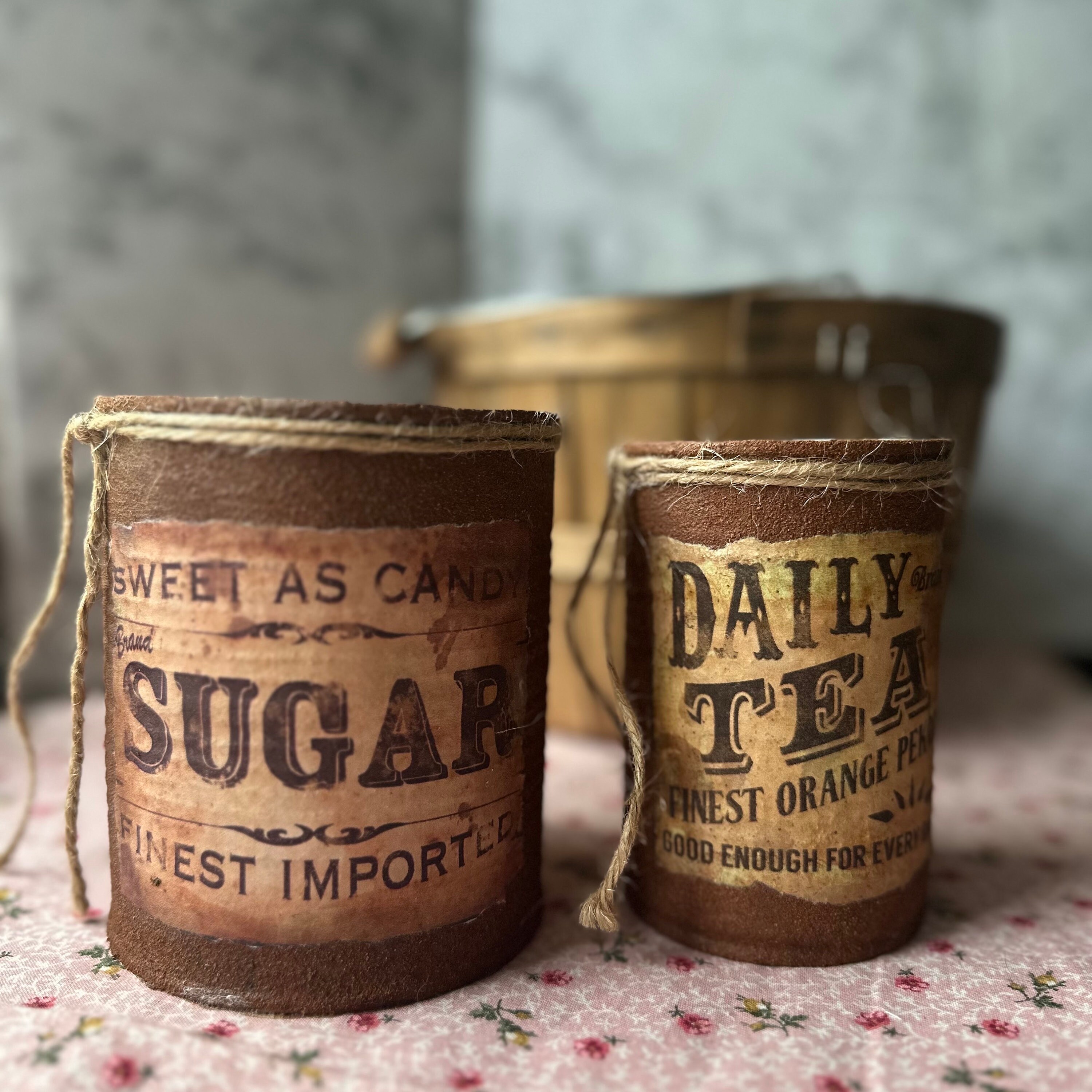 Set of Two Primitive Grungy Tin Cans With Farmhouse Pantry Label. - Etsy