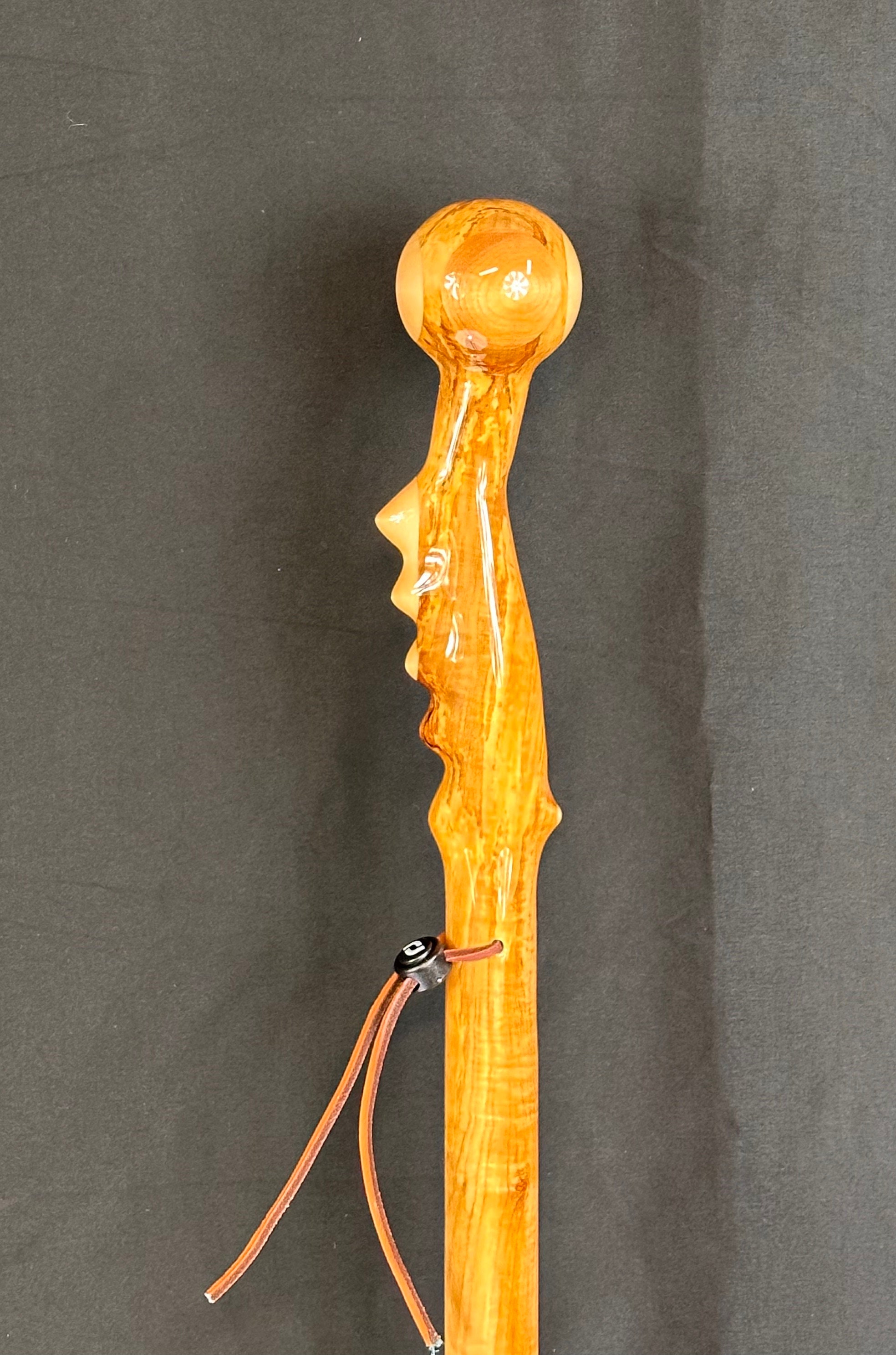 Maple Wooden Walking Stick: Hiking Cane With Leather String - Etsy