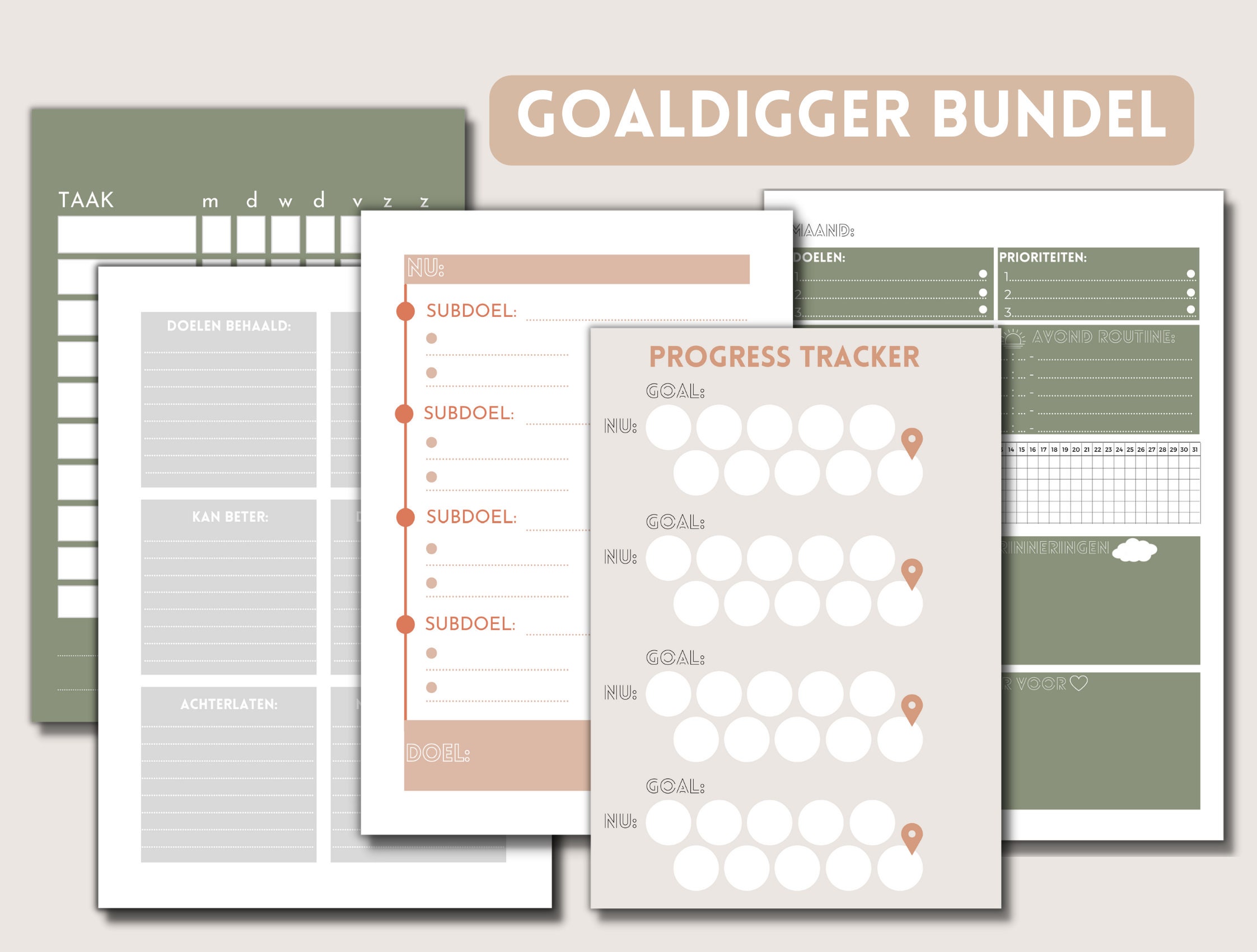 GOAL DIGGER bundel, downloadbare templates om als printable of download ...