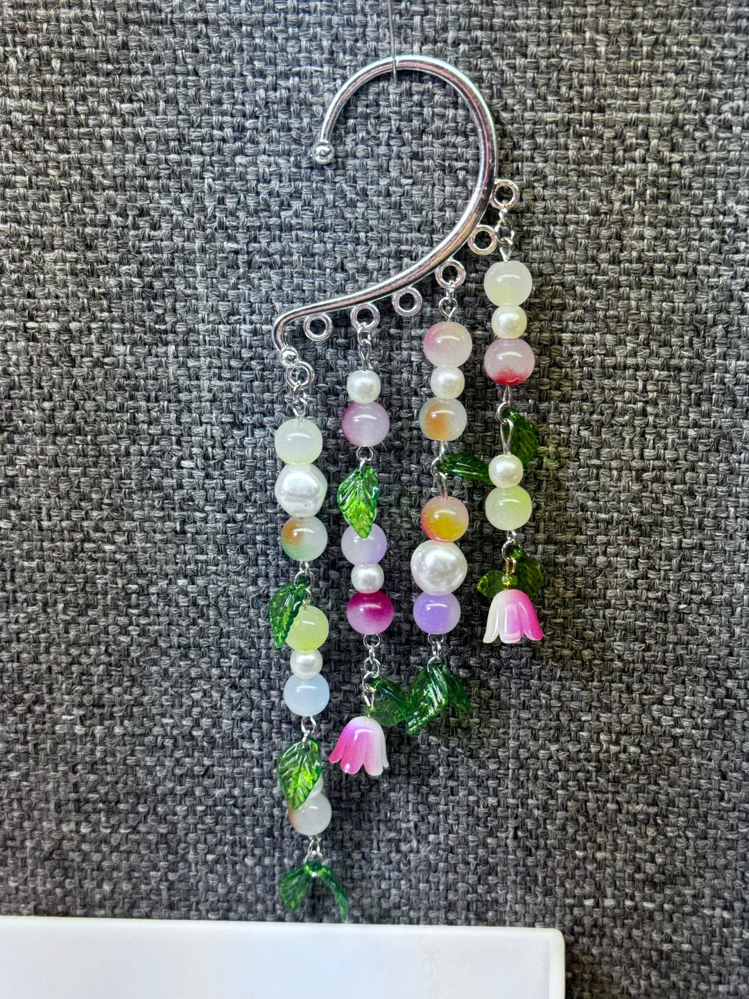 Beaded Floral Ear Cuff Pastel, Ear Wrap, Dangle Ear Cuff - Etsy