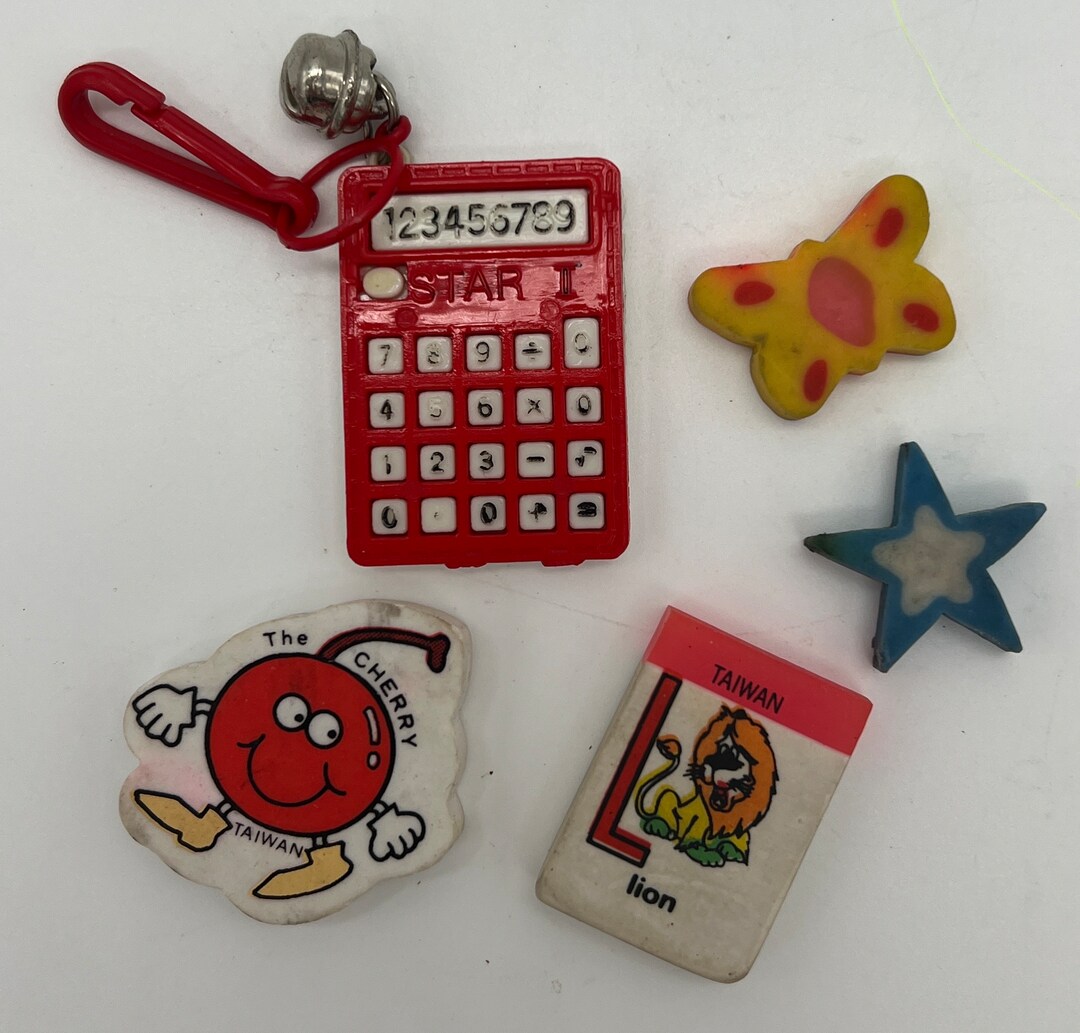 80s Bell Calculator Charm and Mini Eraser Lot - Etsy