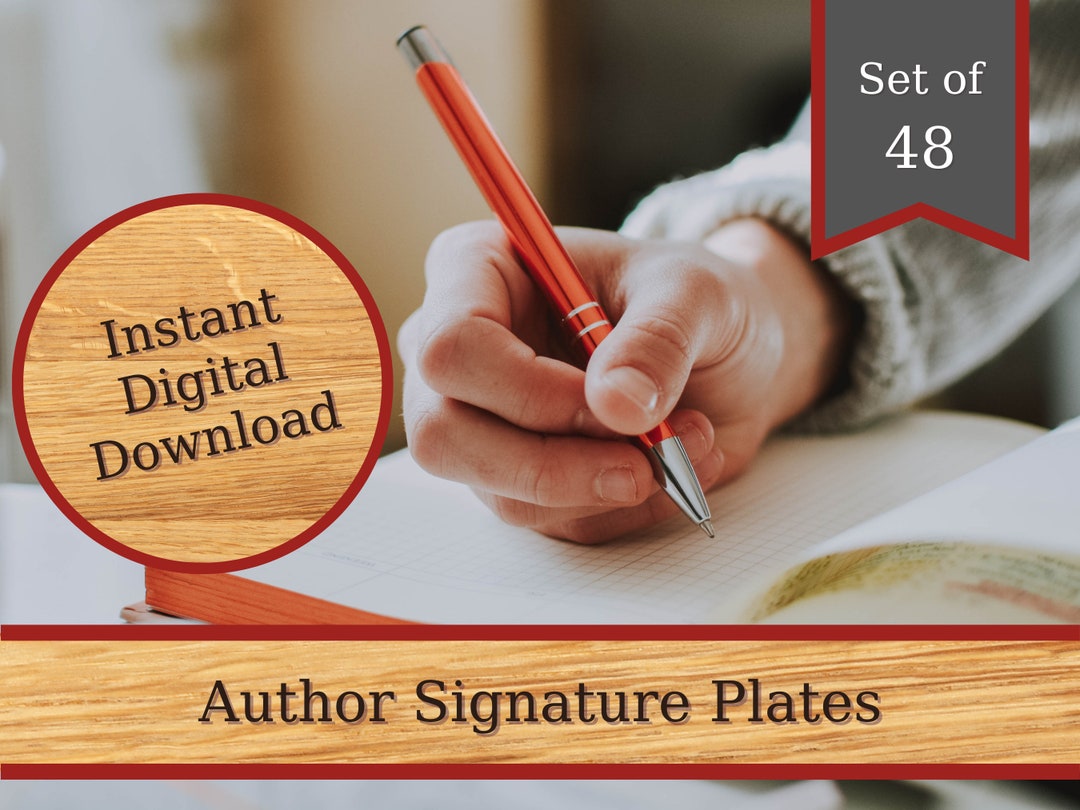 Printable Author Signature Bookplates Set of 48 Bookplates 2 Sizes ...