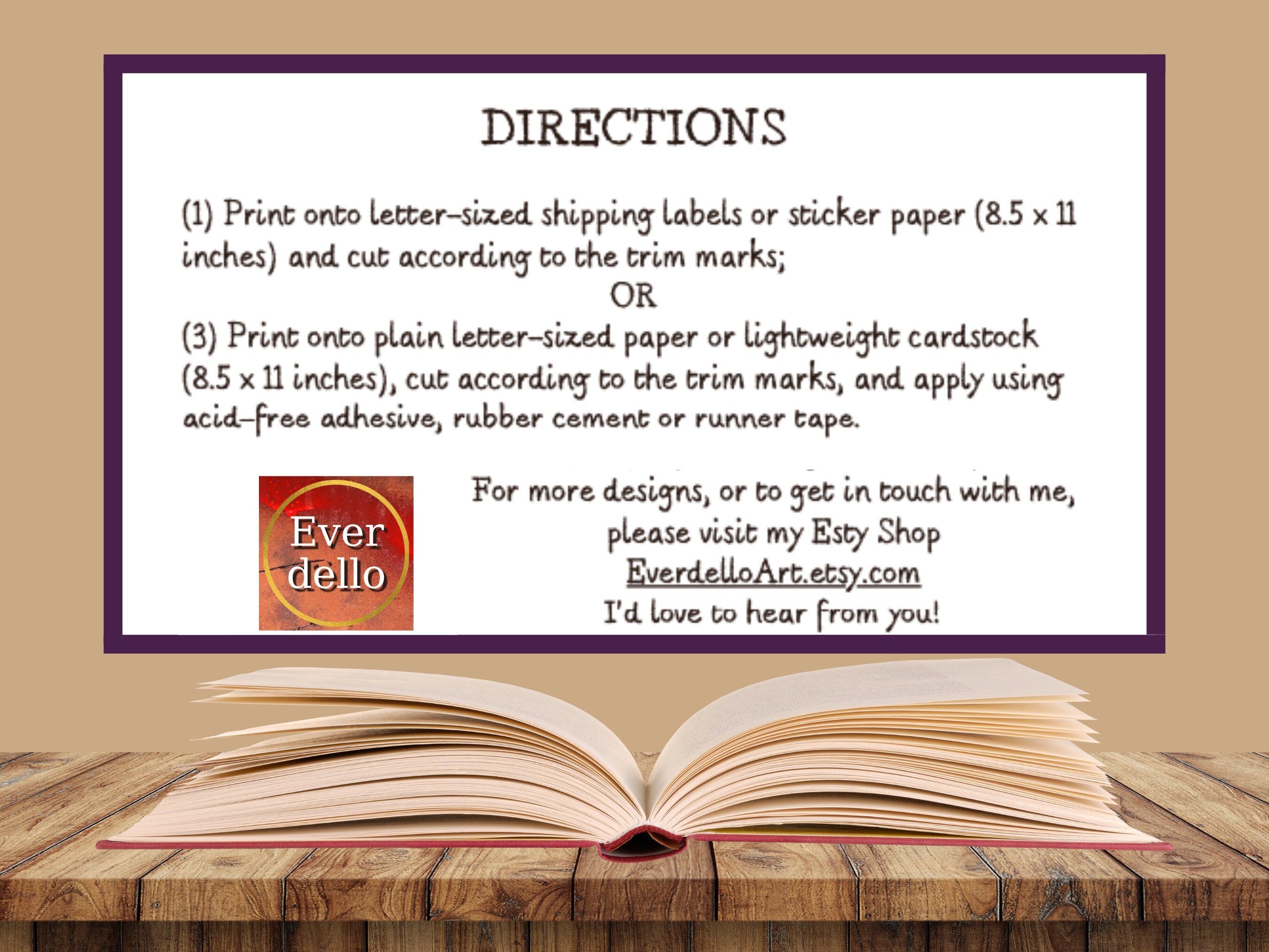 Printable Author Signature Bookplates Set of 48 Bookplates 2 Sizes ...