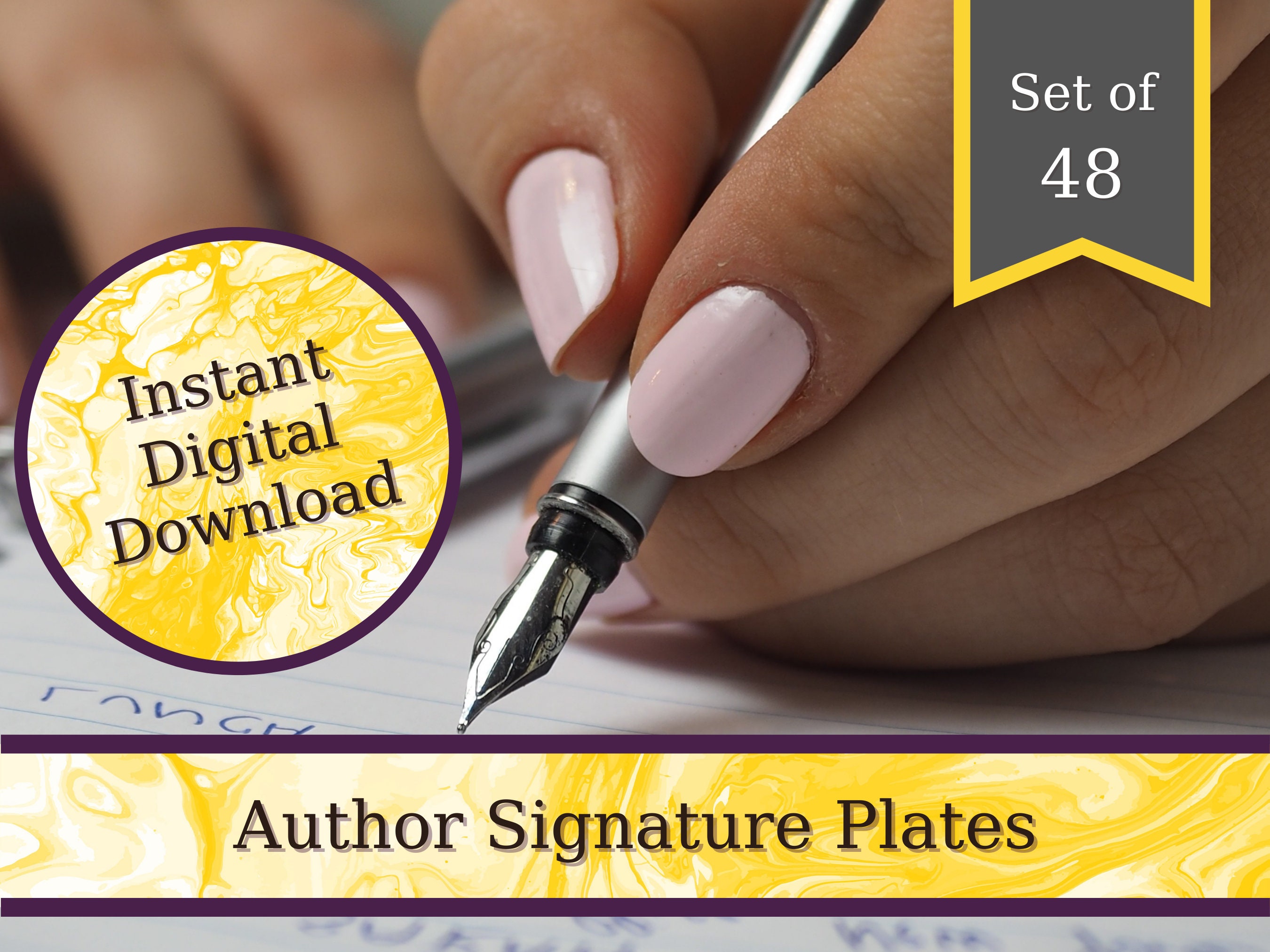 Printable Author Signature Bookplates Set of 48 Bookplates 2 Sizes ...