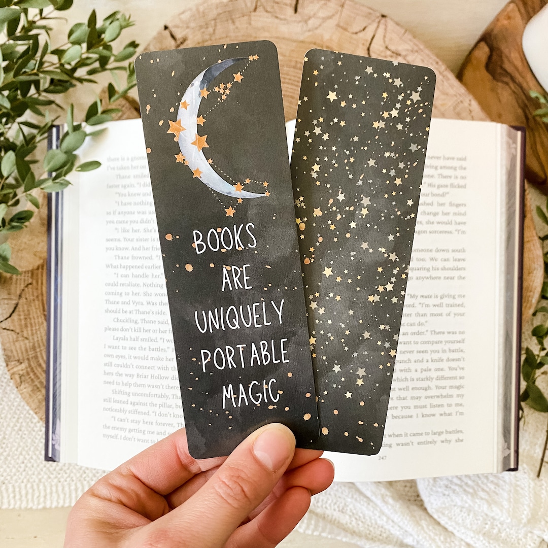 Moon and Stars Bookmark, Celestial Bookmark. Bookish Quote, Reading ...
